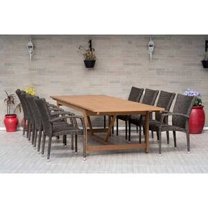 Amazonia Robinson 11-Piece Eucalyptus Extendable Rectangular Patio ...