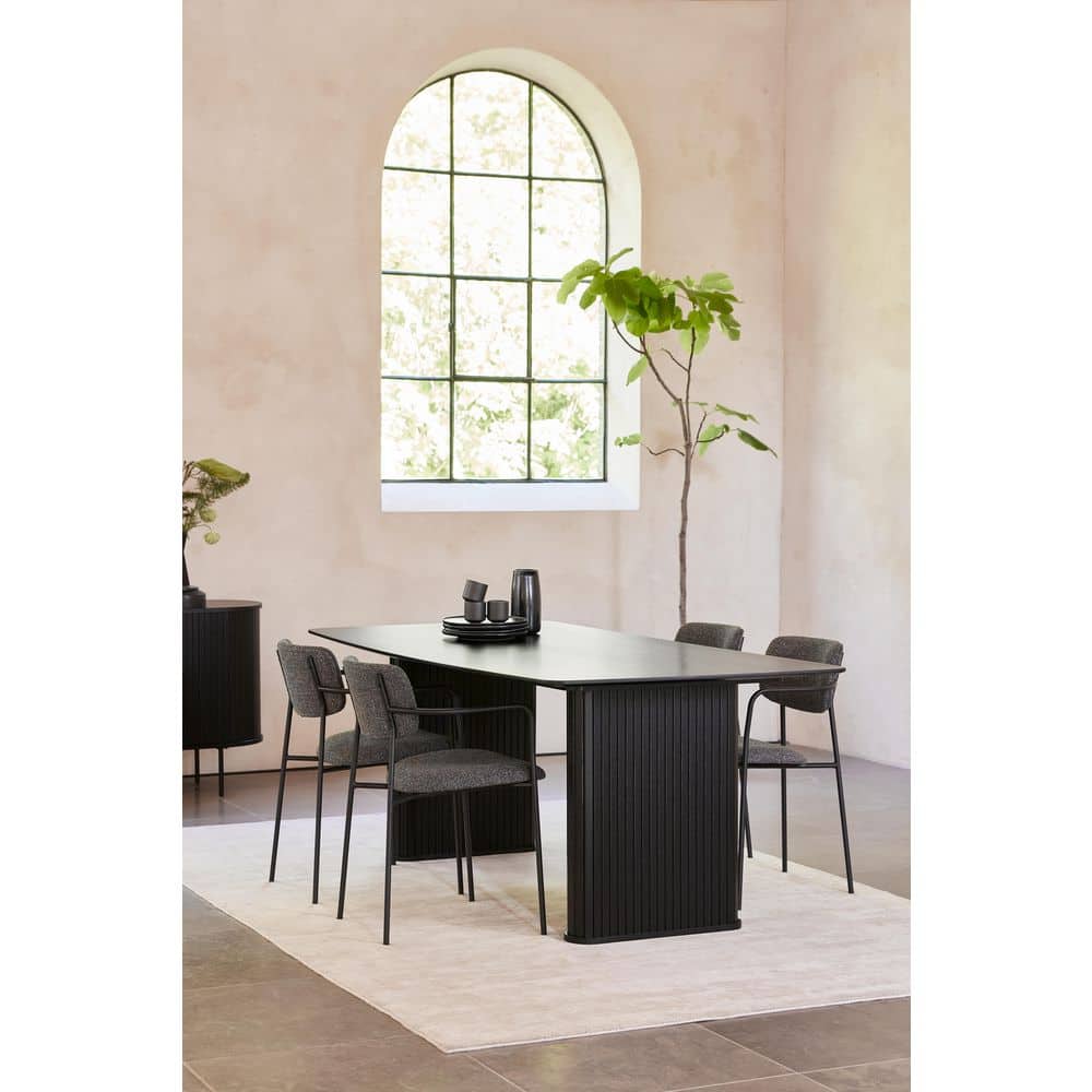Nyhus Nebula Modern Black Oak Wood 75 in. Double Pedestal Dining Table ...