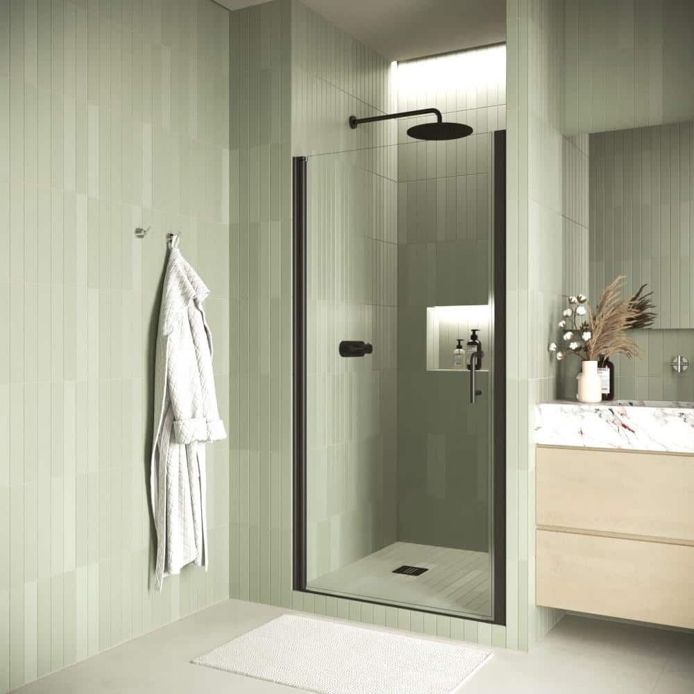 Streamline Barrea 34 in. W x 72 in. H Pivot Shower Door, CrystalTech ...