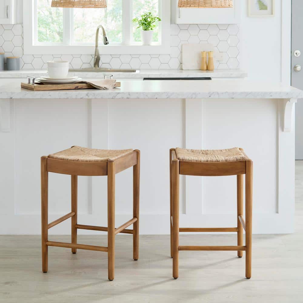 Home Decorators Collection Hamlin Backless Natural Woven Counter Stools ...