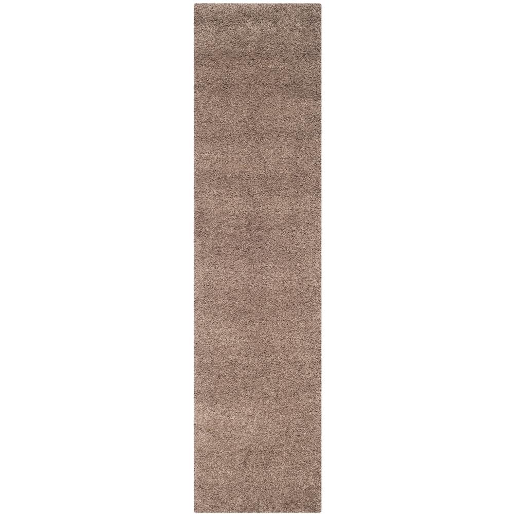 SAFAVIEH California Shag Taupe 2 ft. x 5 ft. Solid Runner Rug SG151 ...