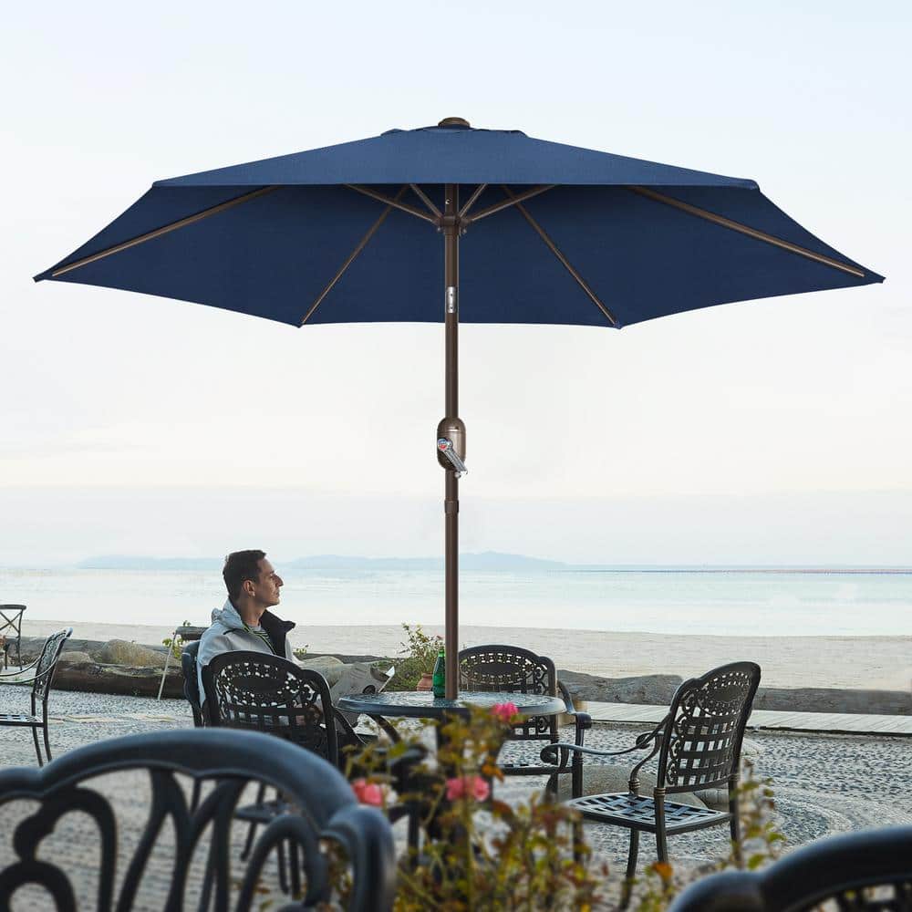 GARSING 7.5ft Outdoor Market Patio Umbrella in Navy Blue with Push ...