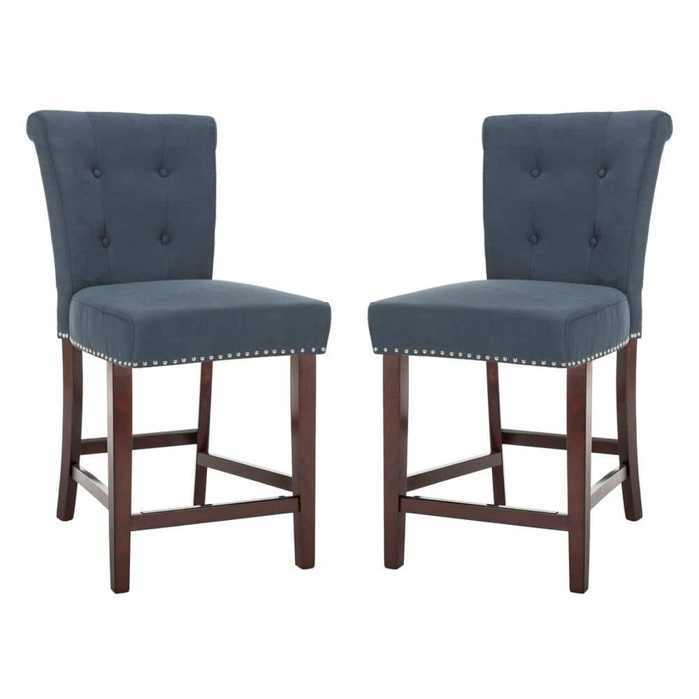 SAFAVIEH Taylor 40.5 in. Navy Counter Stool (Set of 2) BST6301B-SET2 ...