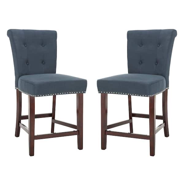 SAFAVIEH Taylor 40.5 in. Navy Counter Stool (Set of 2) BST6301B-SET2 ...
