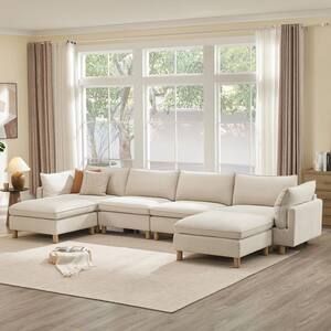 Spruce & Spring Wesley 126.8 in. 5-Piece Fabric Modern Modular Sofa in ...