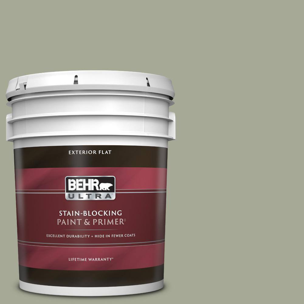 BEHR ULTRA 5 gal. #PPU10-16 Simply Sage Flat Exterior Paint & Primer ...