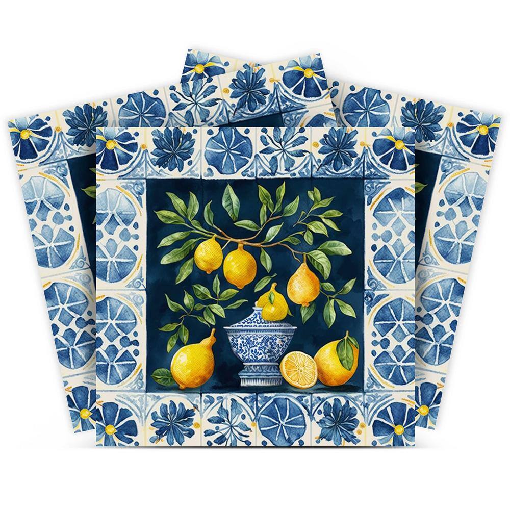 MI ALMA Blue and Yellow L21 12 in. x 12 in. Vinyl Peel and Stick Tile ...