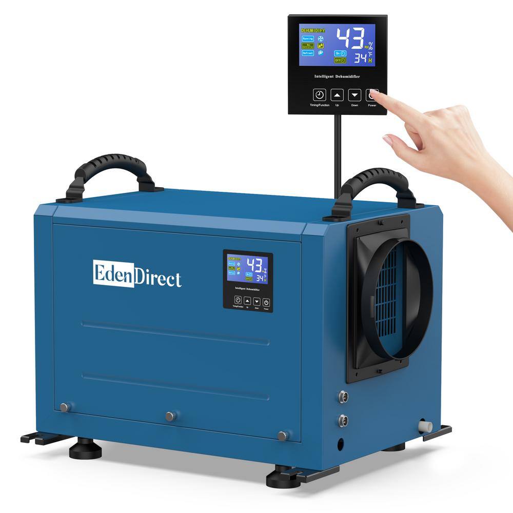 Edendirect 110 pt. 4,000 sq.ft. Bucketless Dehumidifier in. Blue, with ...