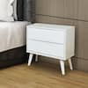 Benjara White 2-Drawer Wooden Nightstand with Recessed Drawer Fronts 17 ...