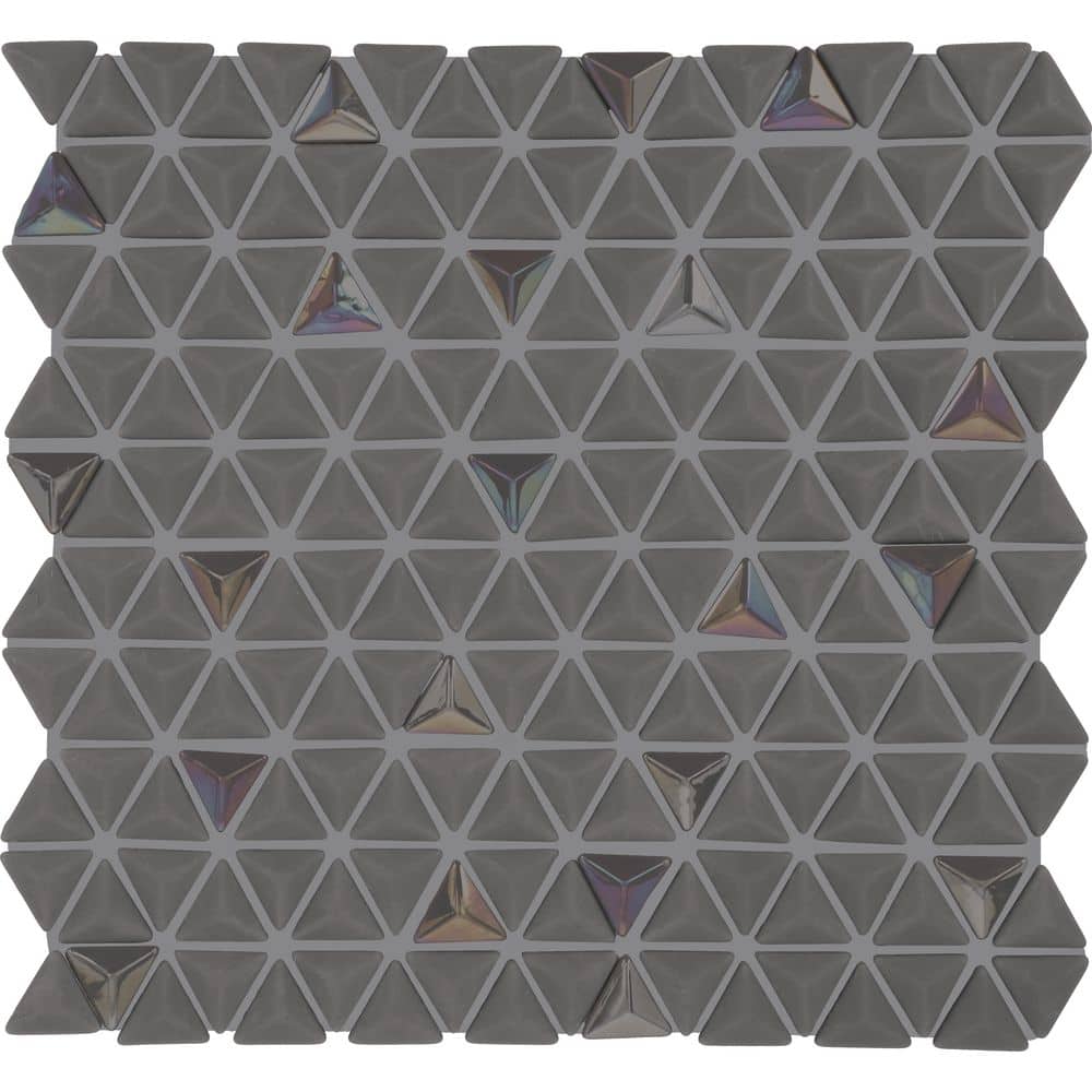 Daltile Starcastle Stardust 12 in. x 11 in. Glass Triangle Mosaic Tile ...