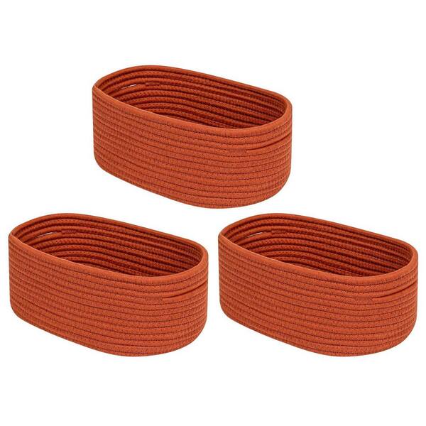 Red 12 in. x 5 in. Cotton Decorative Basket Set of 3 with Handles ...