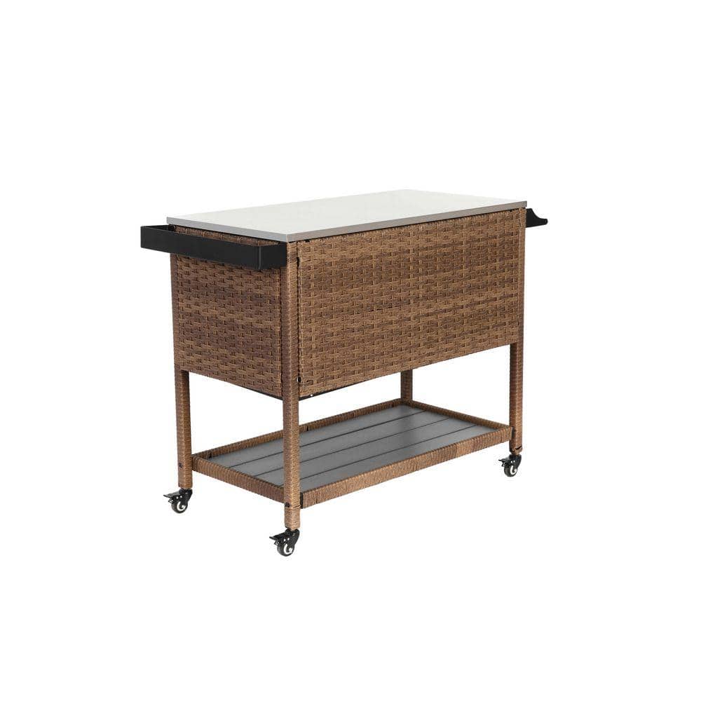 Tenleaf 14 cu. ft. Outdoor Metal Bar Cart with Cabinet, Wine Rack ...