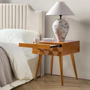 JAYDEN CREATION Edelmira 22 in Acorn MDF Hexagon End Table with ...