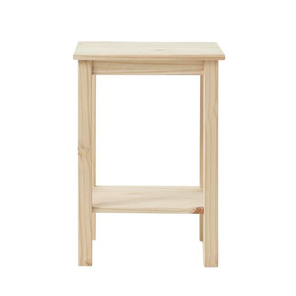 Unfinished Basic Natural Pine Wood End Table 15 in