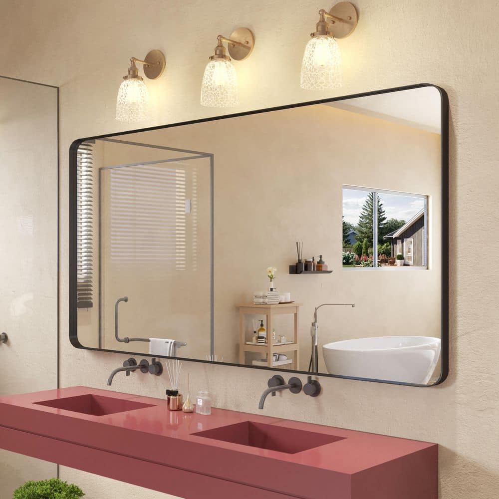 Hpeytaire 77 in. W x 36 in. H Rectangular Rounded Corner Aluminum ...