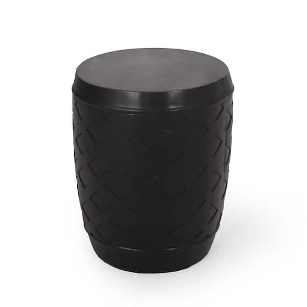 Black Contemporary Concrete Side Table-Minimalist Lattice Design, Zero ...