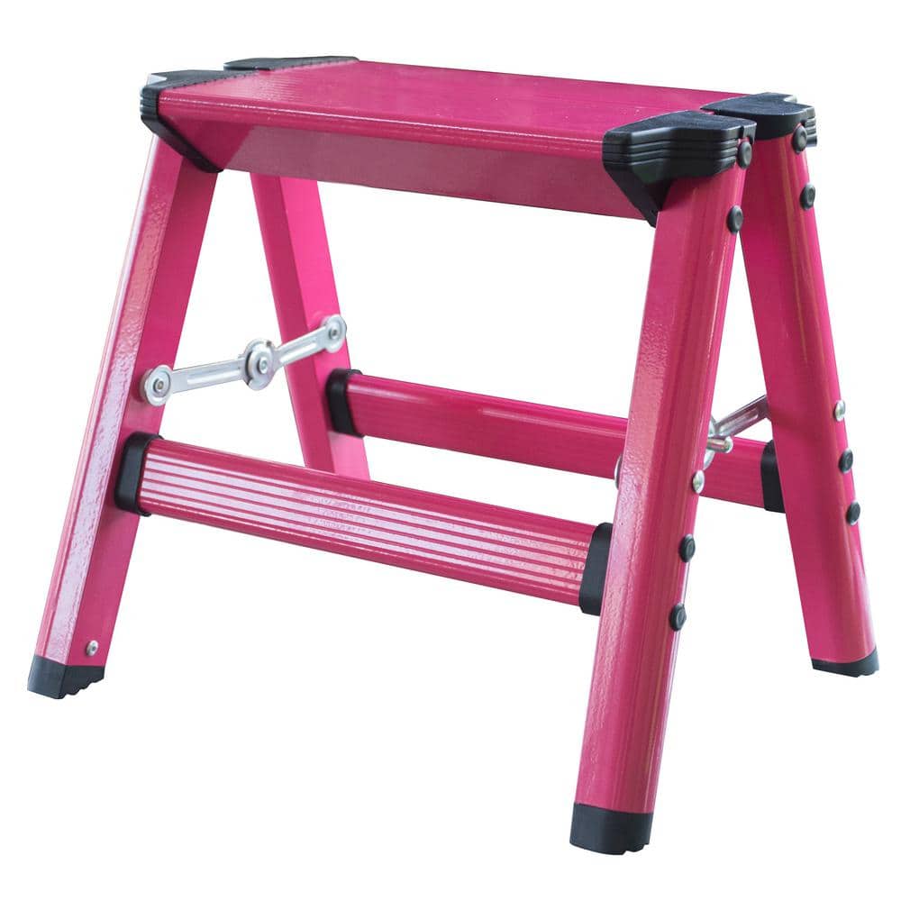 AmeriHome Aluminum Single Step Folding Stool with 330 lbs. Load ...