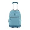 Travelers Club 20 in. AQUA BLUE 2-SECTION ROLLING BACKPACK with SOLID ...