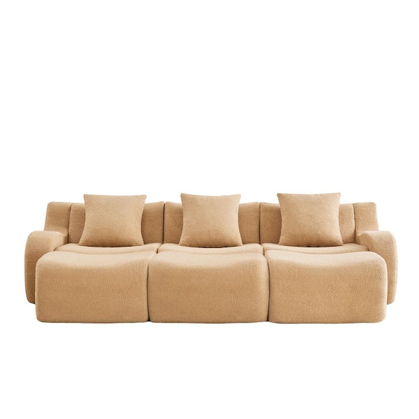 Reviews for anpport Luxury Collection 133 in. Square Arm Corduroy ...