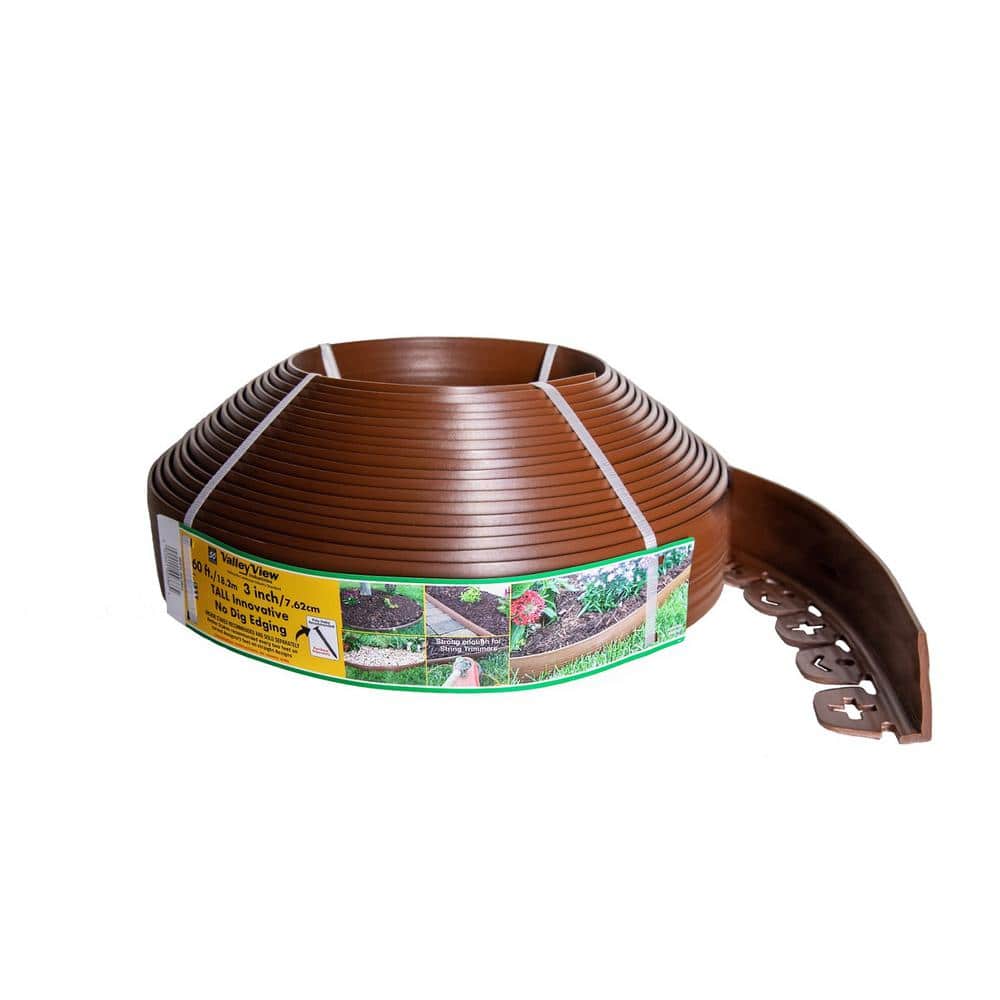 VALLEY VIEW 60 ft. x 2.5 in. x 3 in. Tall Light Brown Plastic No-Dig ...