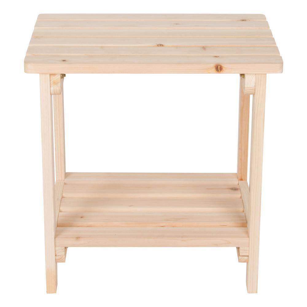 Shine Company 20 in. Tall Natural Rectangular Wood Outdoor Side Table 4104N