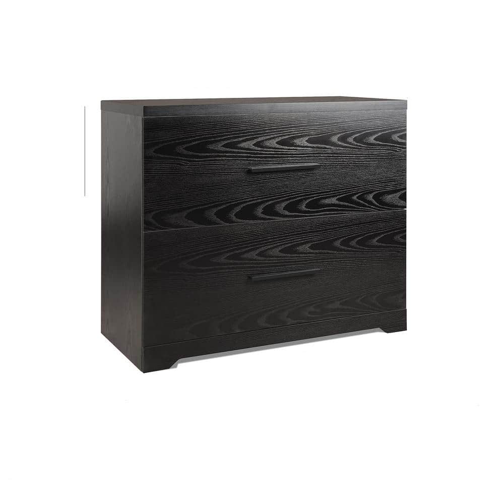 2 Drawer Wood Black File Cabinets with Anti-Tilt Mechanism SXB056868 ...
