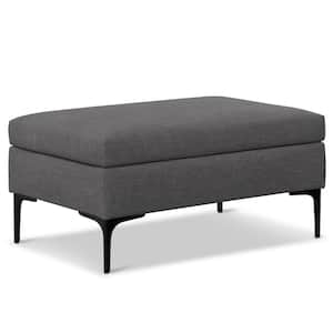 Simpli Home Natasha 18 in. Wide Mid Century Square Mid Century Storage Ottoman with Tray in ...