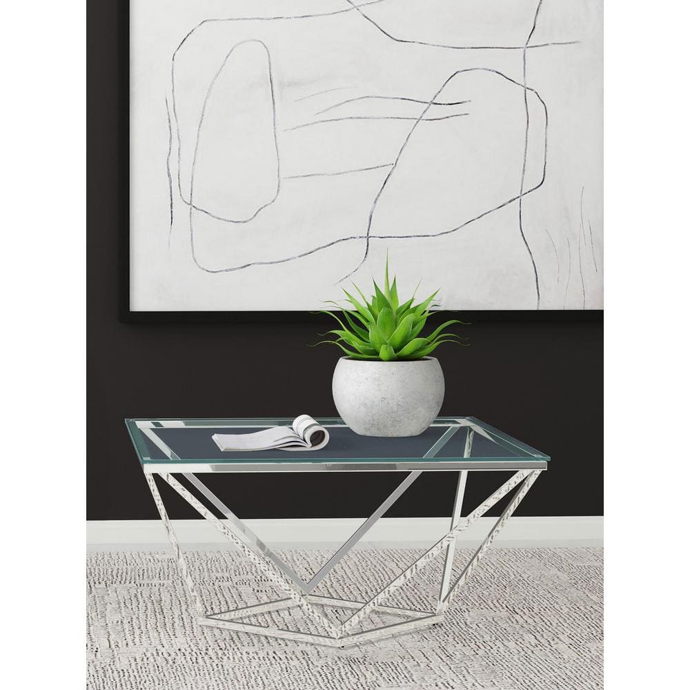 Coaster Brittania 35.75 in. Nickel Square Glass Top Coffee Table with ...