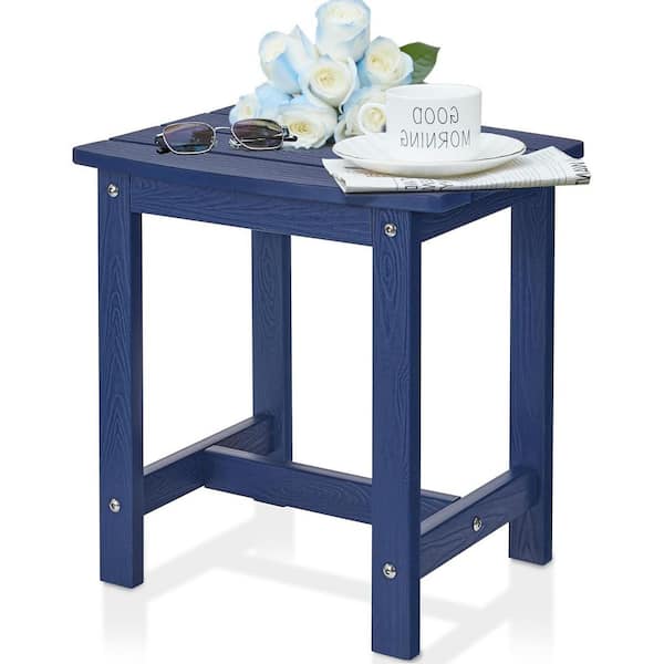Navy Blue Plastic Outdoor Side Table for Patio, Pool, Beach, Porch ...