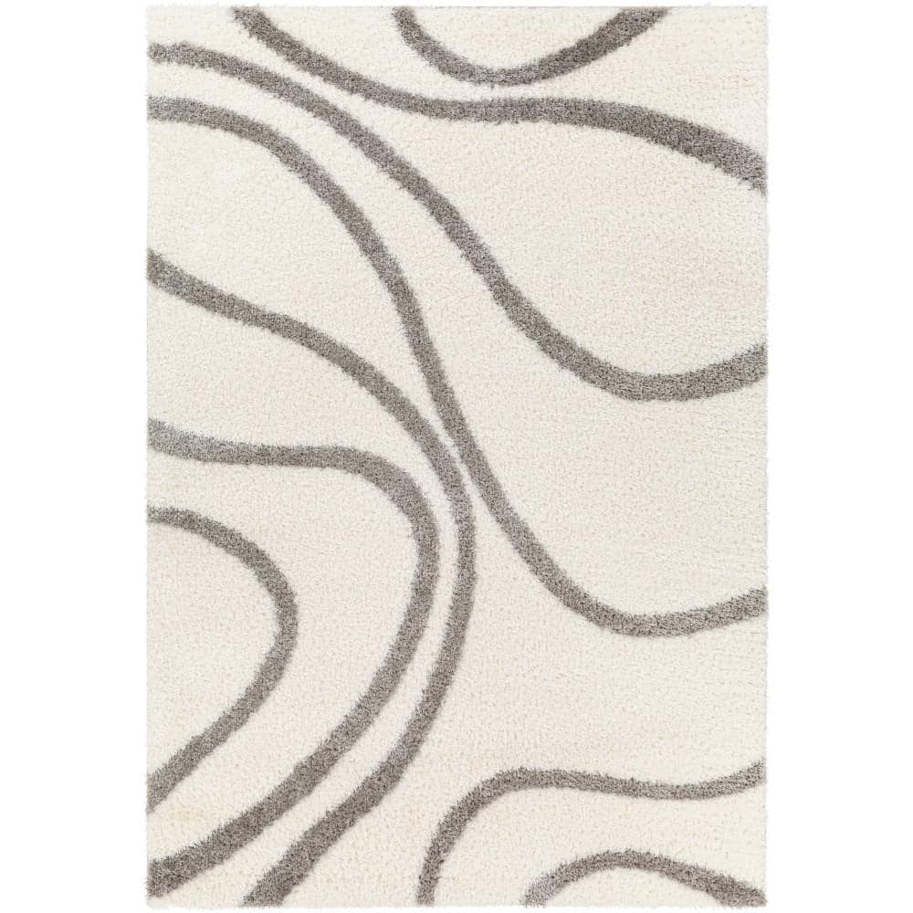 Livabliss Cloudy Shag Cream/Light Brown 8 ft. x 10 ft. Indoor Area Rug ...