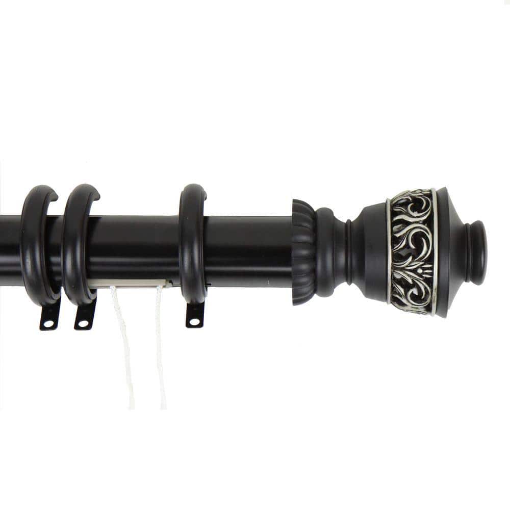 Rod Desyne 66 in. - 120 in. Lattice Decorative Traverse Rod in Black ...