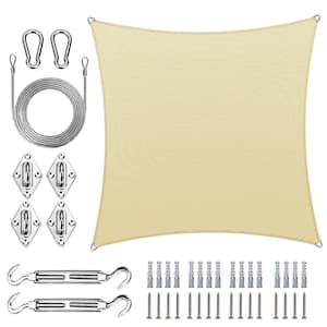 18 ft. x 18 ft. Square Pro Ring Sun Shade Sail with Hardware Kit and ...