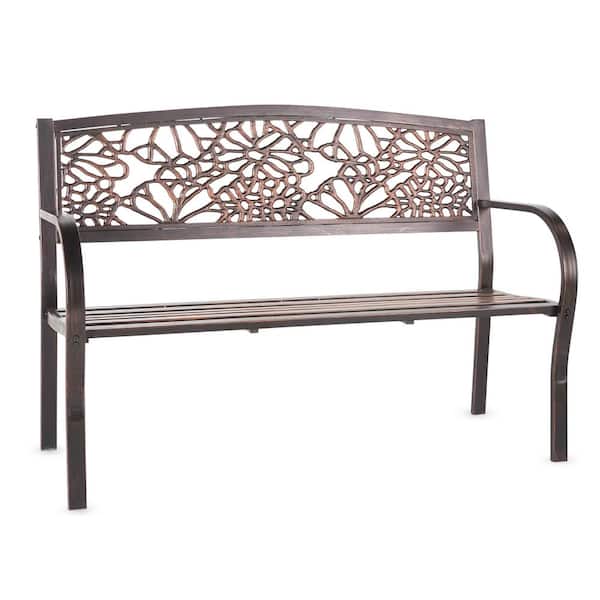 Evergreen 45 in. Tiffany Metal Outdoor Garden Bench PHA070 - The Home Depot