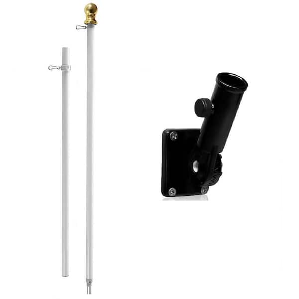 FLAG STARS INC FlagStars 2-Sections 6 ft. Aluminum Flagpole - White and ...