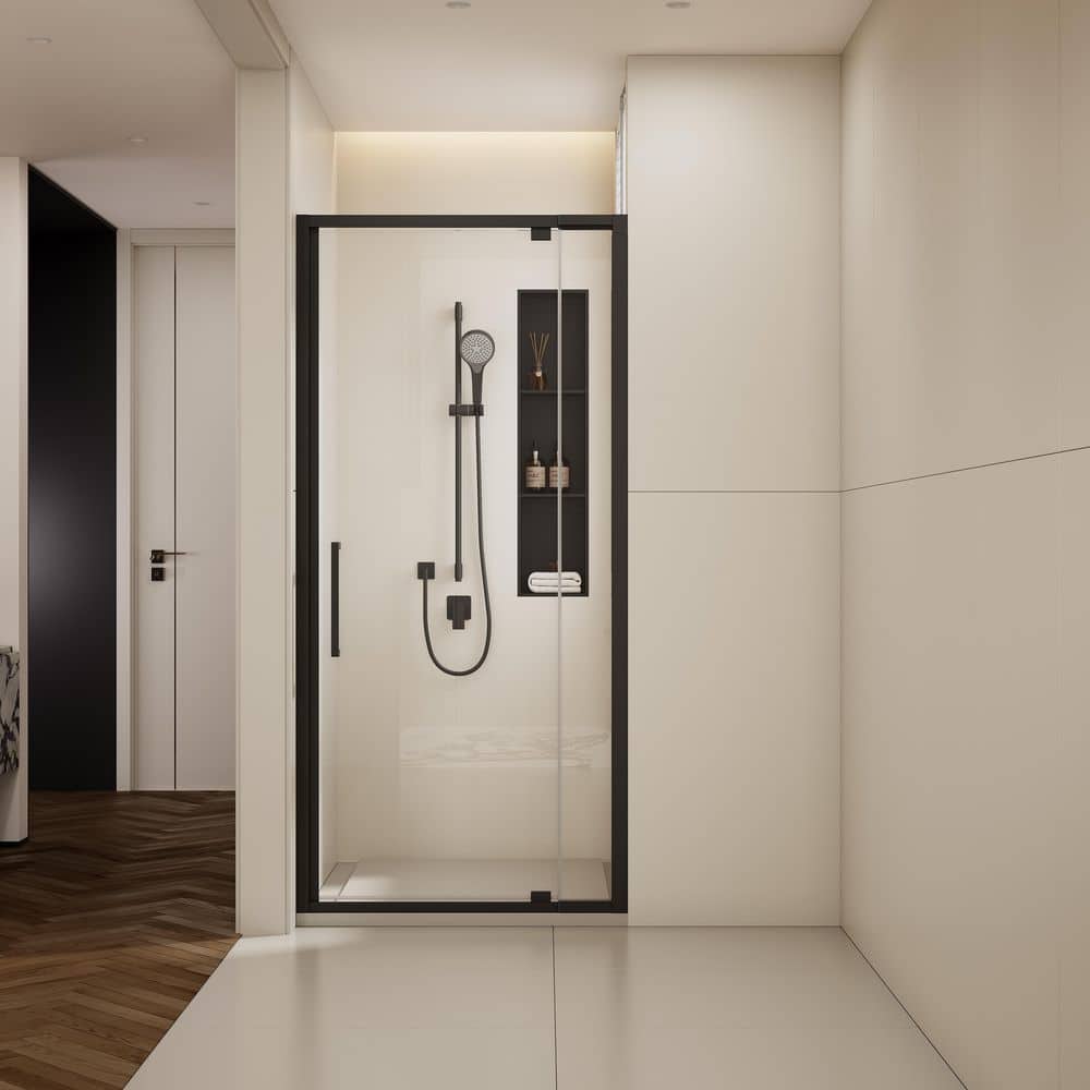 MEDUNJESS DOSH 32 in. to 36 in. W x 76 in. H Pivot Framed Shower Door ...
