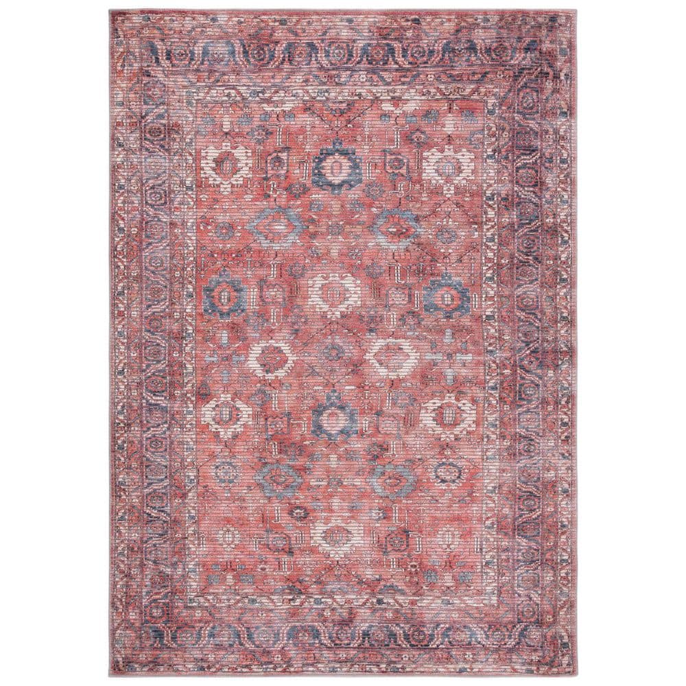 SAFAVIEH Serapi Rust/Blue 4 ft. x 6 ft. Machine Washable Border Ornate ...