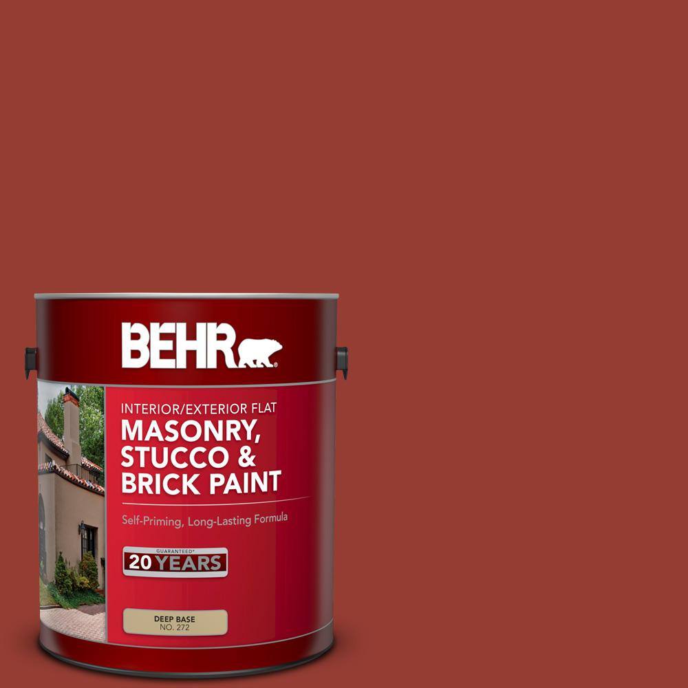 BEHR 1 gal. #PPU2-17 Morocco Red Flat Interior/Exterior Masonry, Stucco ...