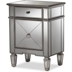 HOME IMPORTS EMPORIUM Silver 1 Drawer 26 in. W Nightstand, Sturdy ...