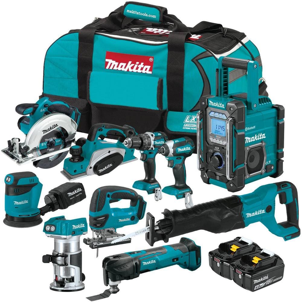 Makita 18-Volt LXT Lithium-Ion Cordless 10-pc. Woodworking Combo Kit XT1001SM - The Home Depot