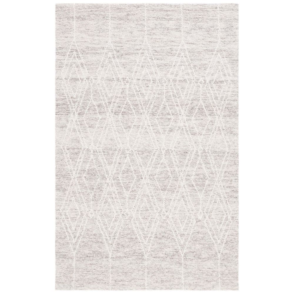 SAFAVIEH Ebony 8 ft. x 10 ft. Gray/Ivory Diamond Geometric Area Rug ...