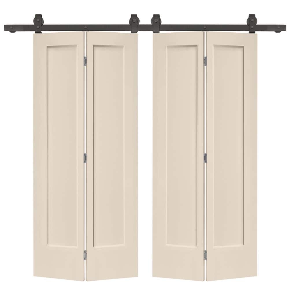 CALHOME 72 in. x 80 in. Hollow Core 1-Panel Beige MDF Composite Double ...