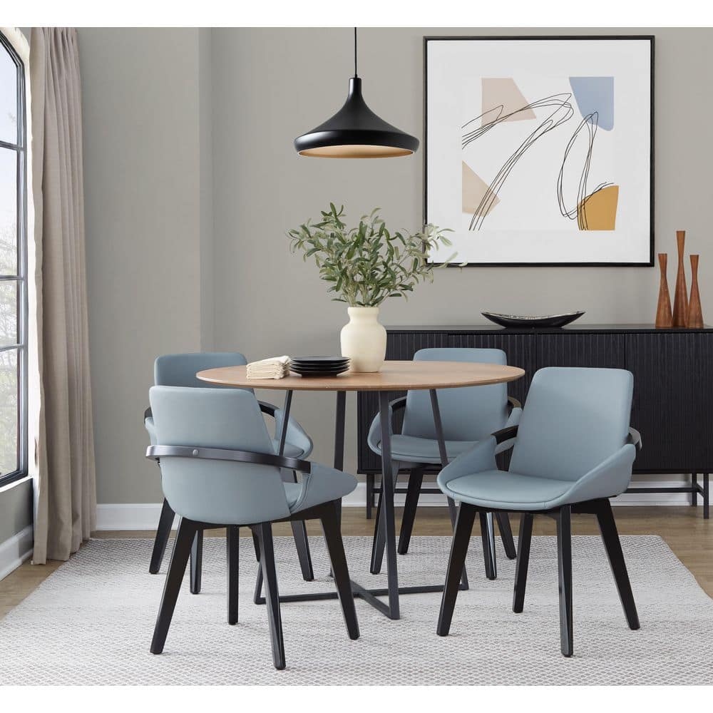 Reviews for Lumisource Cosmo Grey Faux Leather and Black Wood Side ...