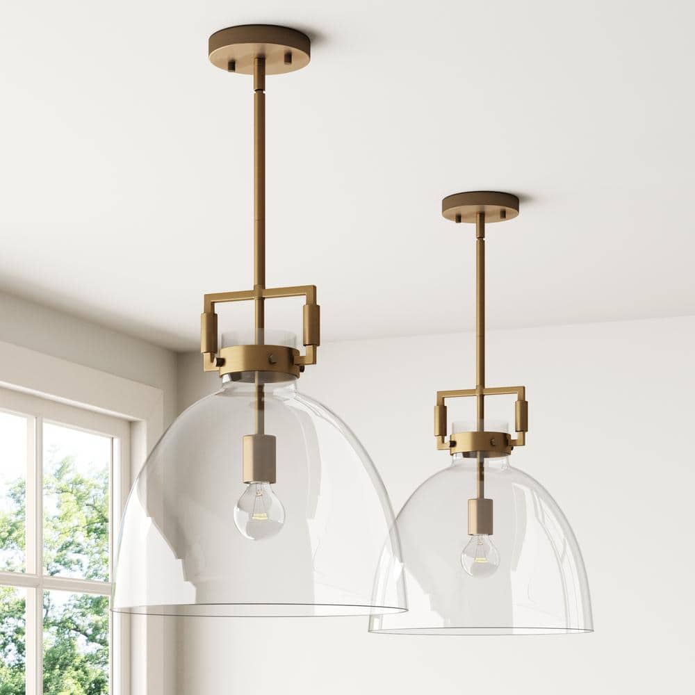 Nathan James Leigh 74 in. Brass Gold Ceiling Hanging Shaded Pendant ...