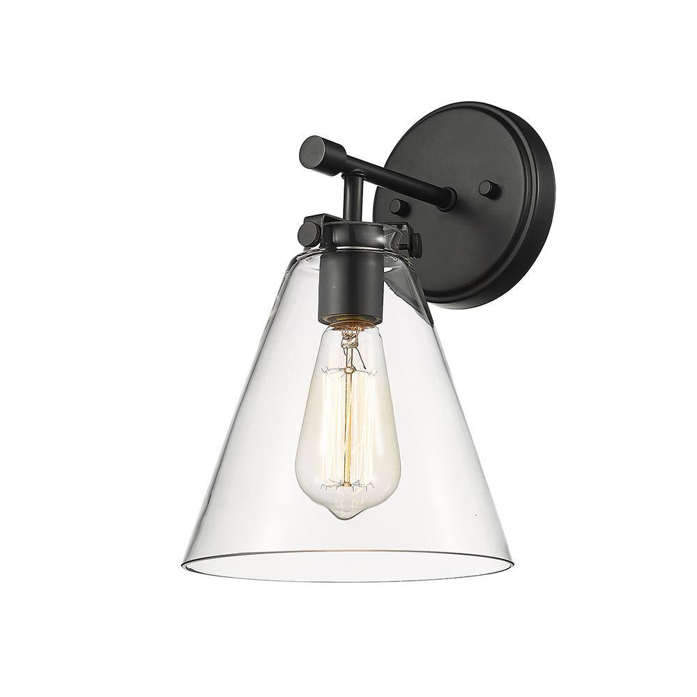 Millennium Lighting Aliza 7.5 in. 1-Light Matte Black Sconce with Clear ...