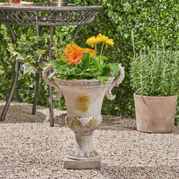 15.5 in. W x 19.25 in. H Antique Gray Concrete Vintage Outdoor Garden ...