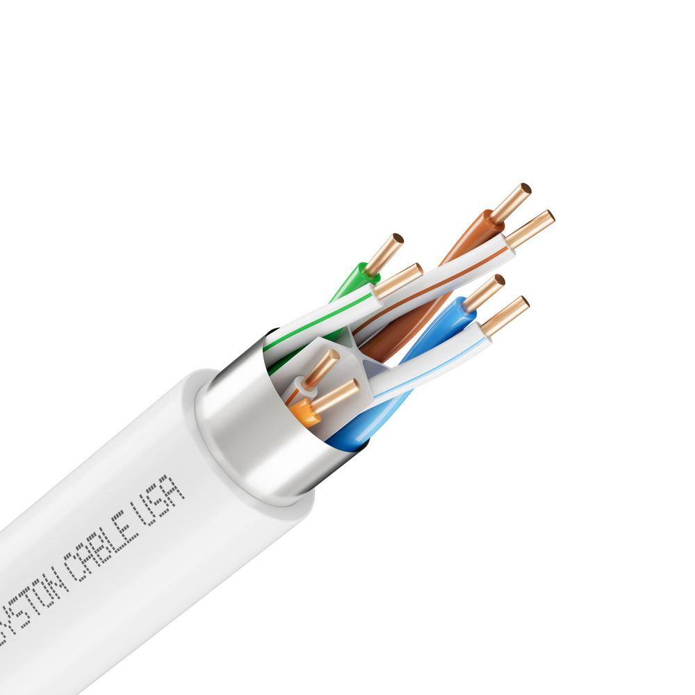 Syston Cable Technology 500 ft. White CAT6E CMR Shielded Ethernet Network Cable 600 MHz 23 AWG ...