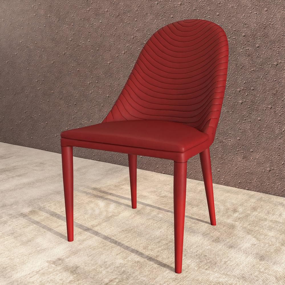Leisuremod Seville Red Upholstered Modern Dining Chair with Metal Legs ...