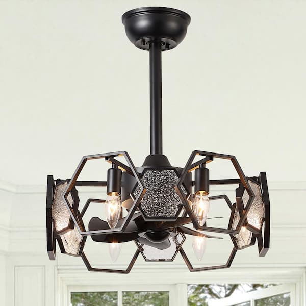 Oaks Aura Lorre 19 in. Indoor Black Futuristic Tech Style Ceiling Fan ...