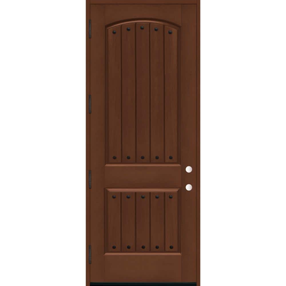 Steves & Sons Regency 36 in. x 96 in. 2-Panel Plank LHOS Chestnut Stain ...