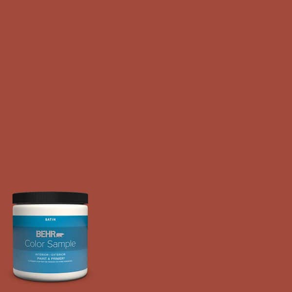 BEHR PREMIUM PLUS 8 oz. #200D-7 Rodeo Red Satin Enamel Interior ...